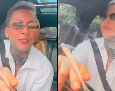 Kannário chama atenção com ‘beck’ gigante enquanto deseja “bom dia com ...